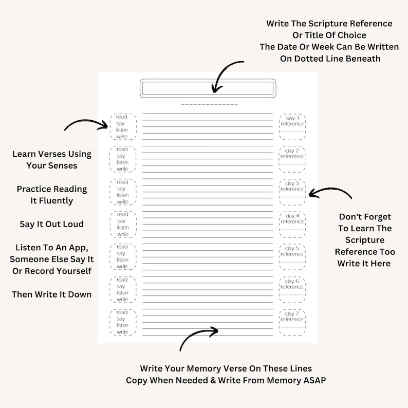 Memory Verse Printable: Bible Study Worksheet (PDF Download) - Etsy