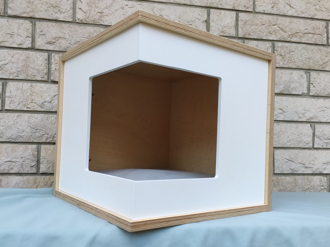 Wally Cornerbox - White Accent - READY TO SHIP, Cat Shelf, Cat Box ...
