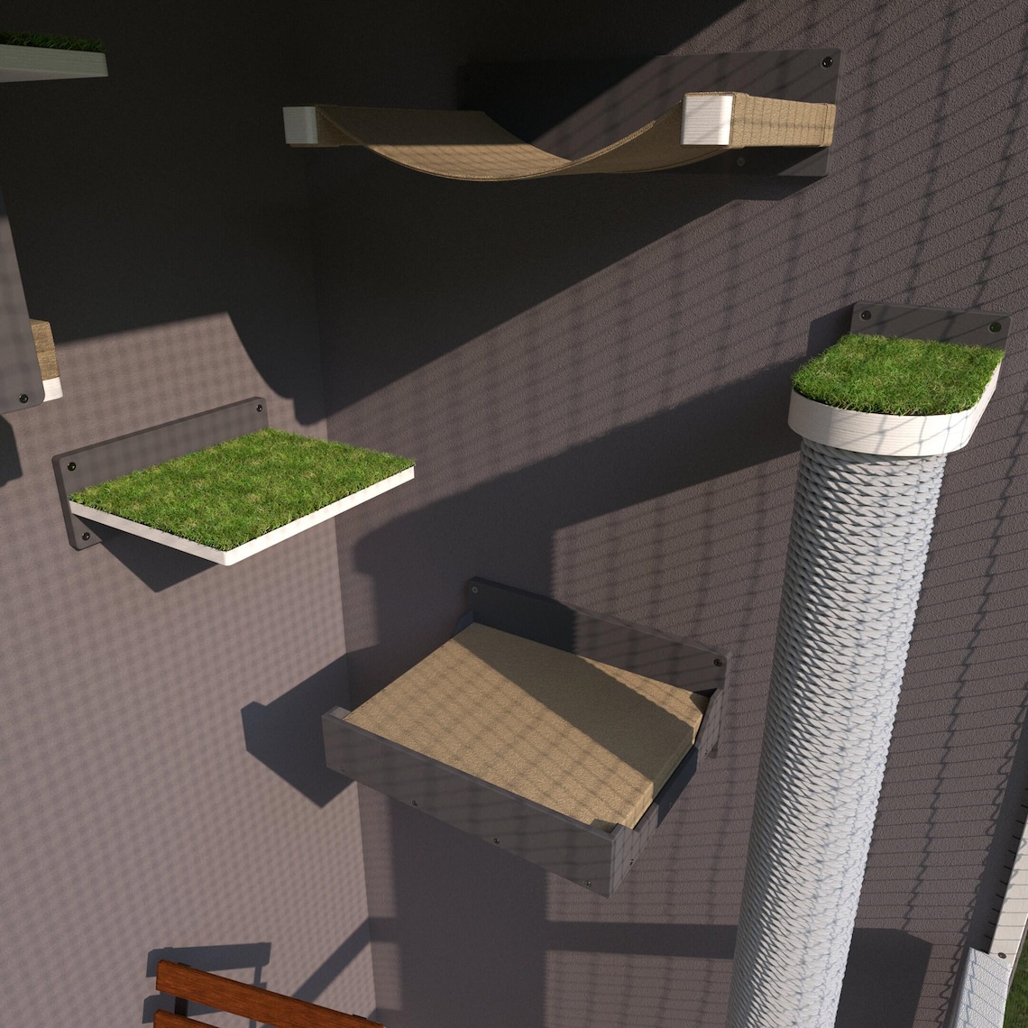 Catio Small Balcony Bundle - Set of Cat Shelves for an Apartment ...