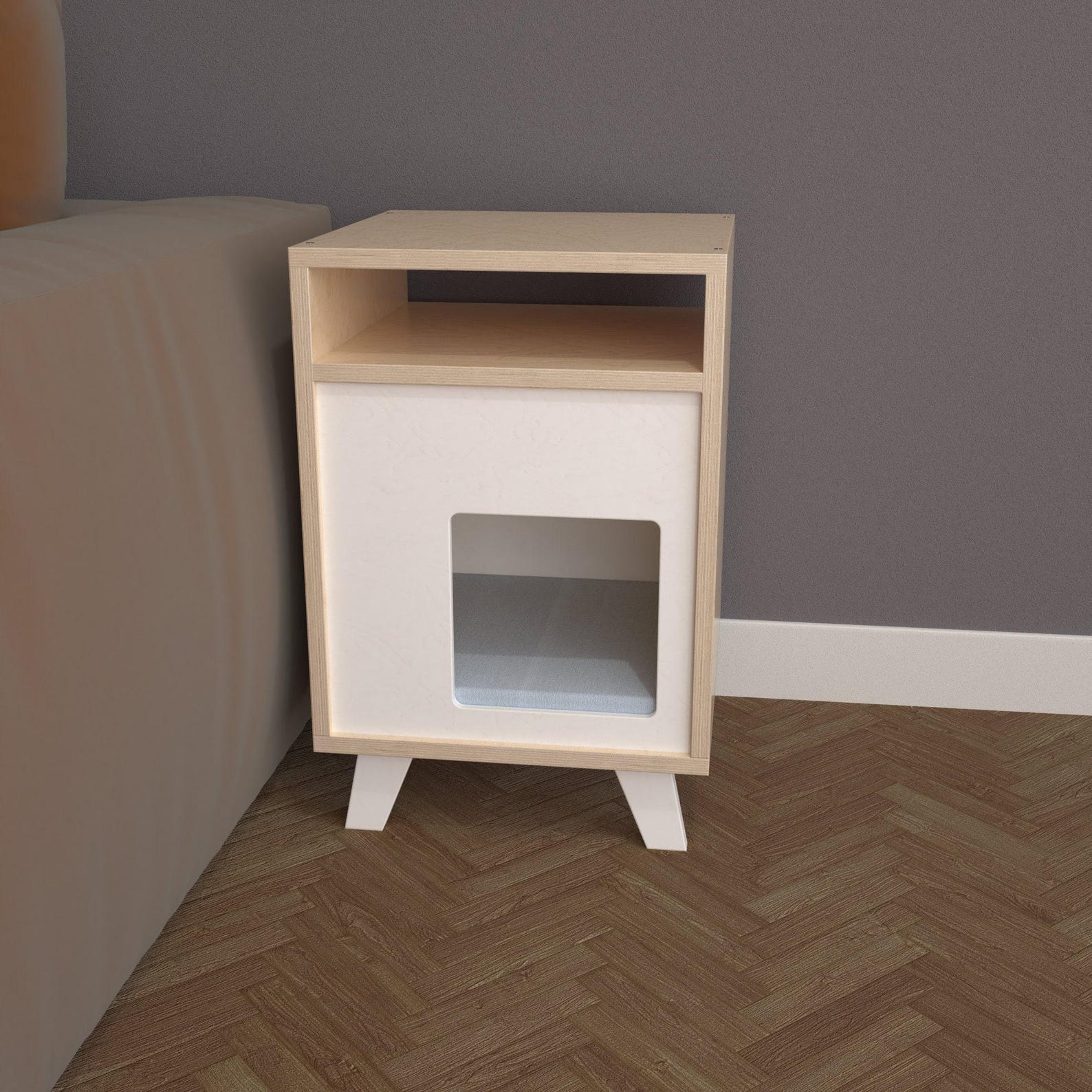 Boxy Bedside 40, Cat Bed, Nightstand, Cat Cave, Pet Furniture, Cat Side ...