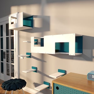 Bigcat Mezzanines Bundle, Wall-mounted Cat Playground, 7-piece Set of ...