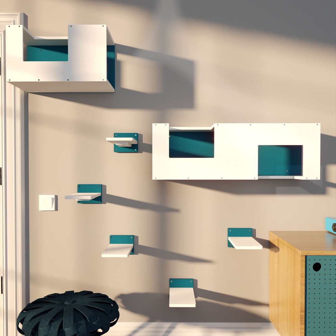 Bigcat Mezzanines Bundle, Wall-mounted Cat Playground, 7-piece Set of ...