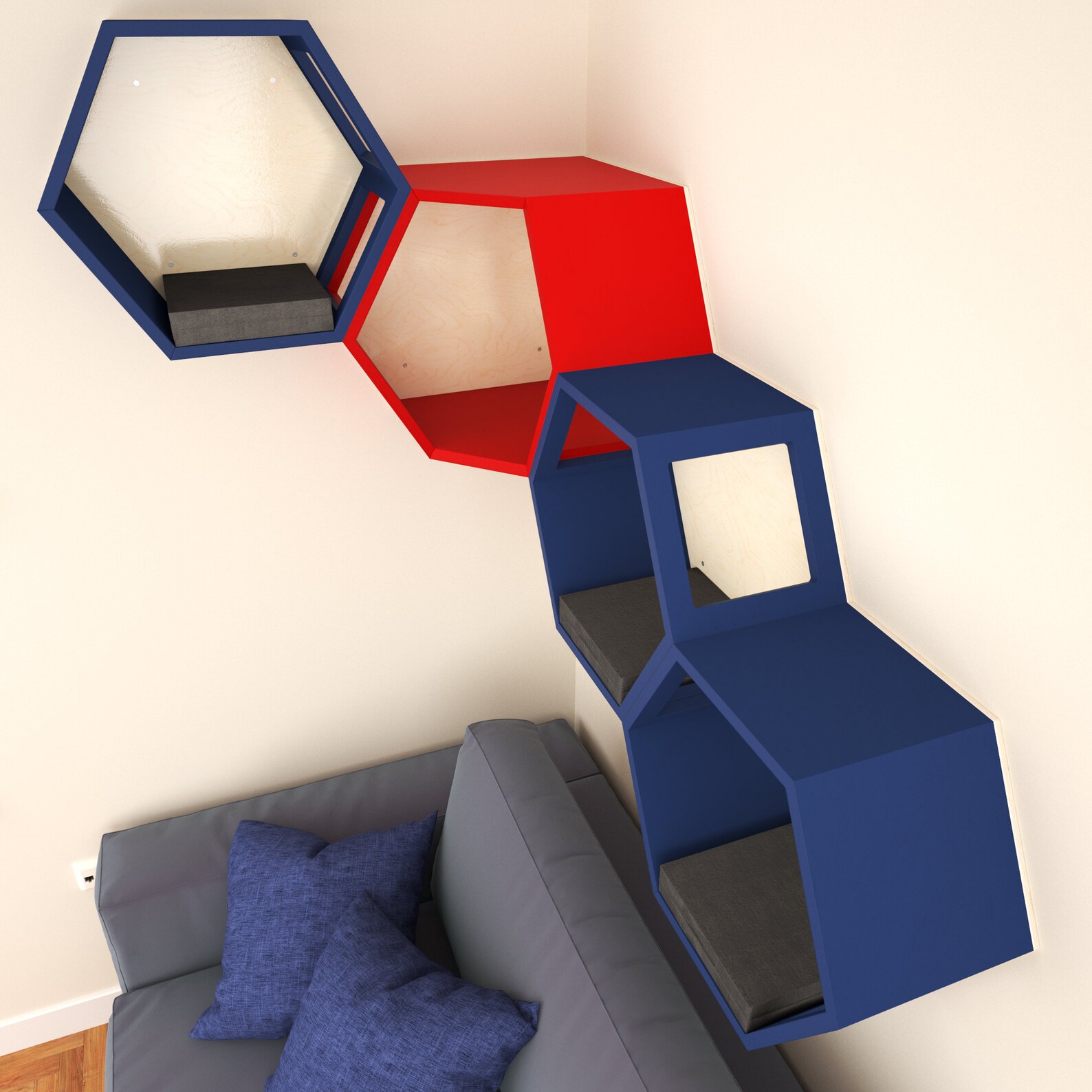 Wally Hex Corner 25 Cat Shelf Cat Step Cat Gift Honeycomb - Etsy