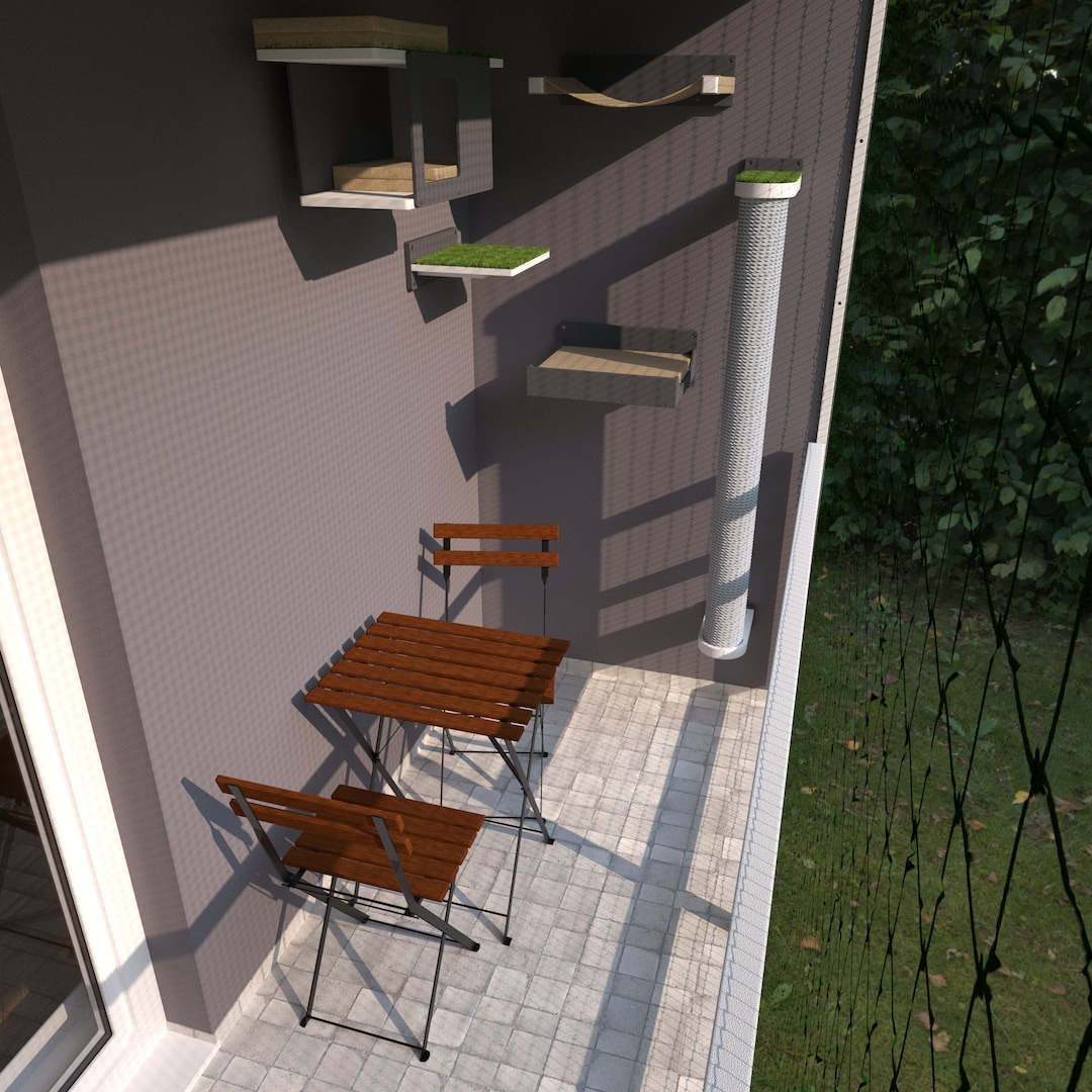 Catio Small Balcony Bundle - Set of Cat Shelves for an Apartment ...