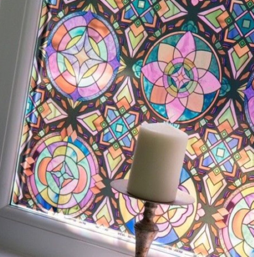 LANCASTER Self Adhesive Stained Windows Sticky Back Privacy Glass Film ...