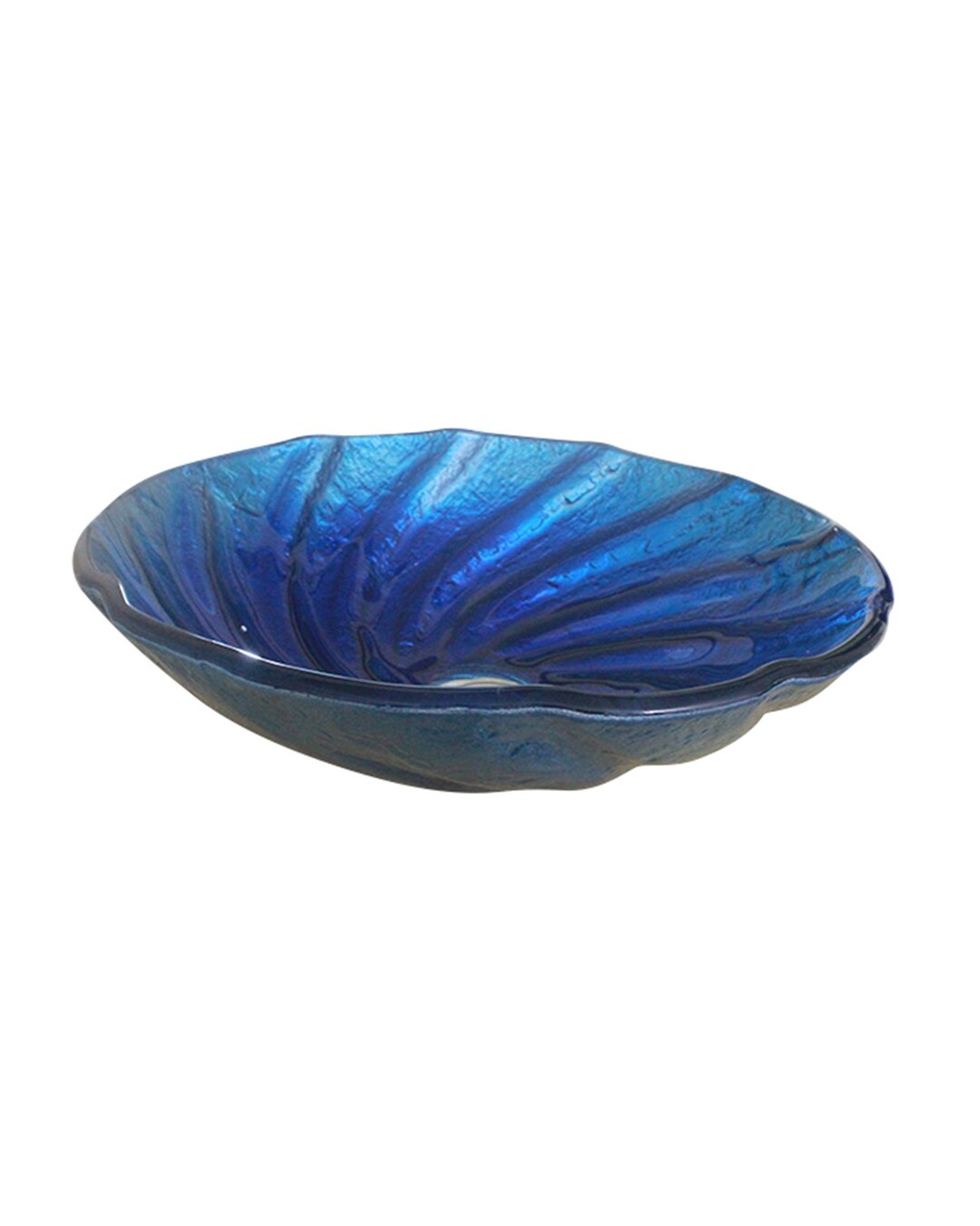 LUXURY BLUE GLASS Fluted Ripple Basin Sink Wash Bowl Product No. Zk74 ...