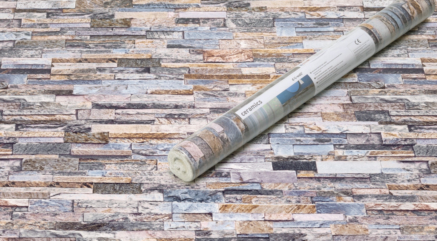 Stone Wall Slate Brick TILE 3D Effect Wallpaper D-c-fix - Etsy UK
