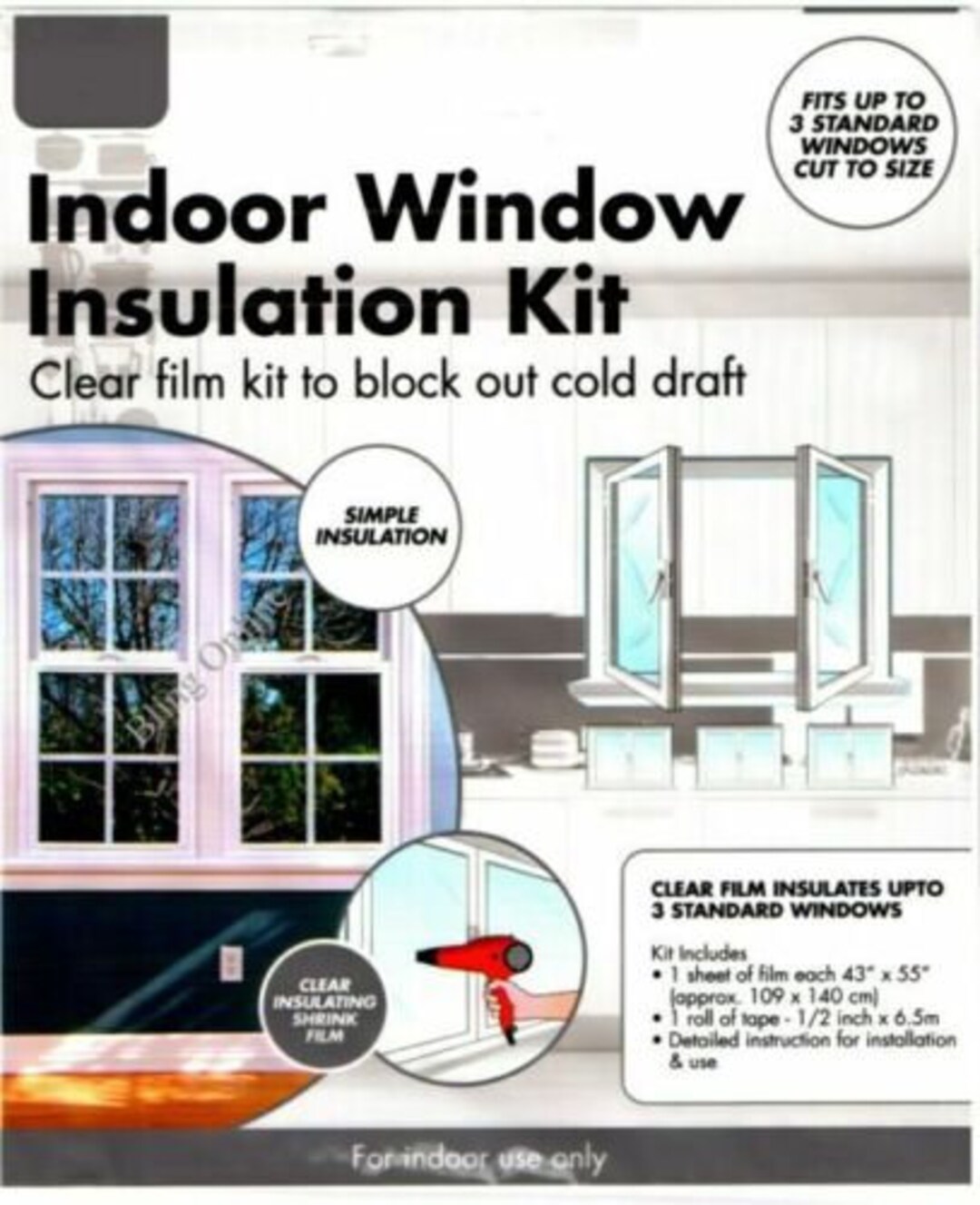 Indoor Window Insulation Kit Draught-proof Windows Easy Installation ...
