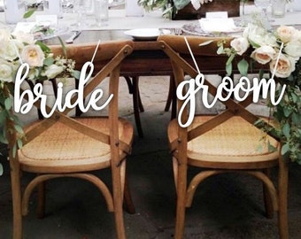 Bride and Groom Chair Signs | Etsy