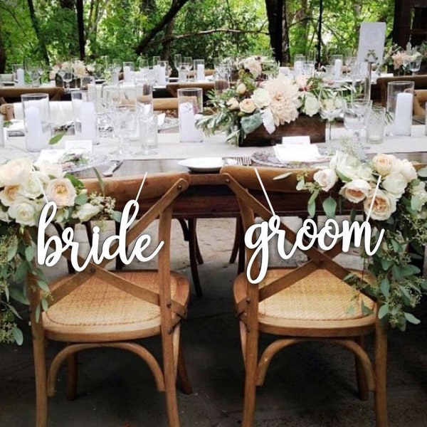 Bride and Groom Chair Signs - Etsy