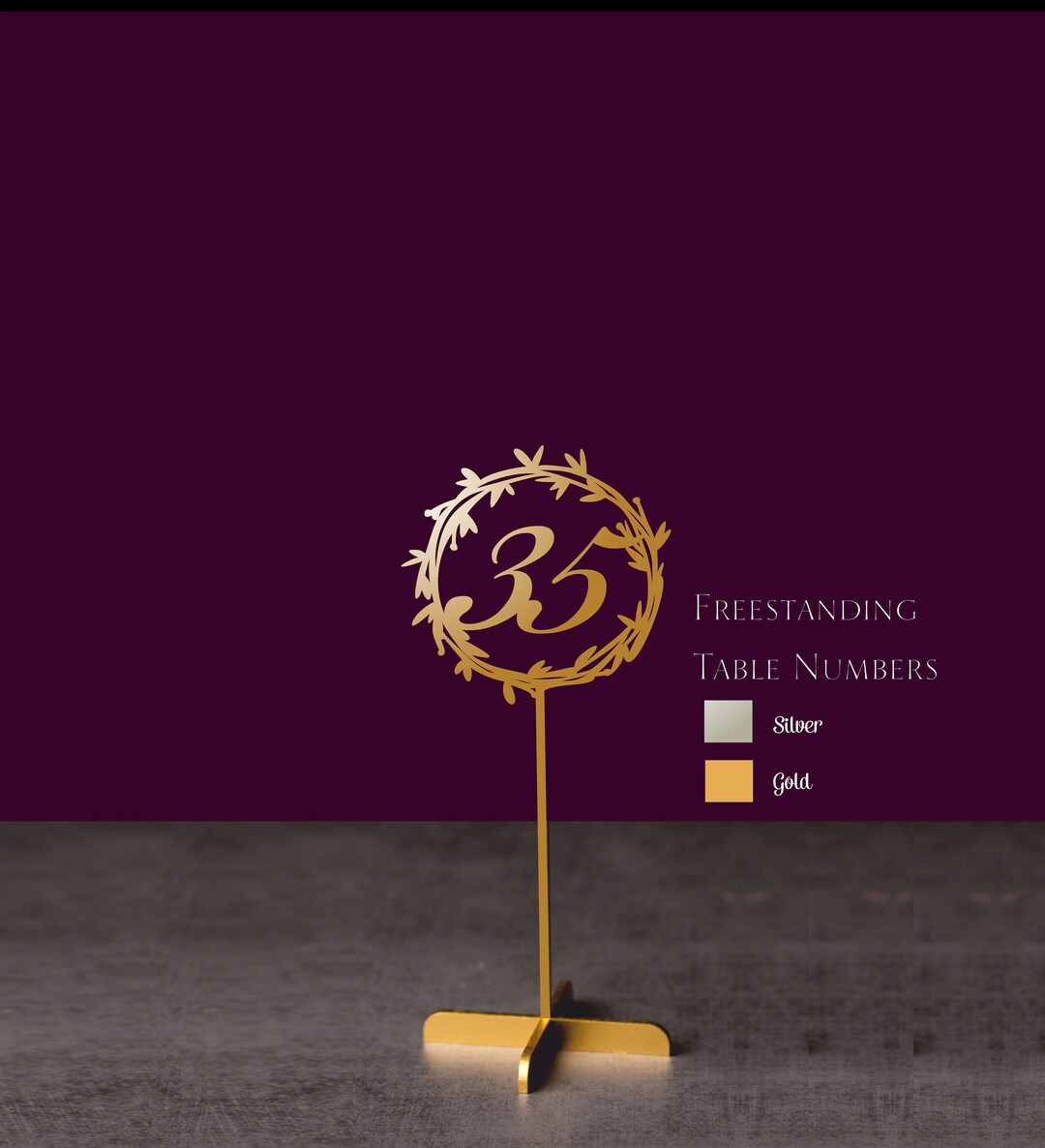 Gold Table Numbers .table Number. Table Numbers With Base. Wedding ...