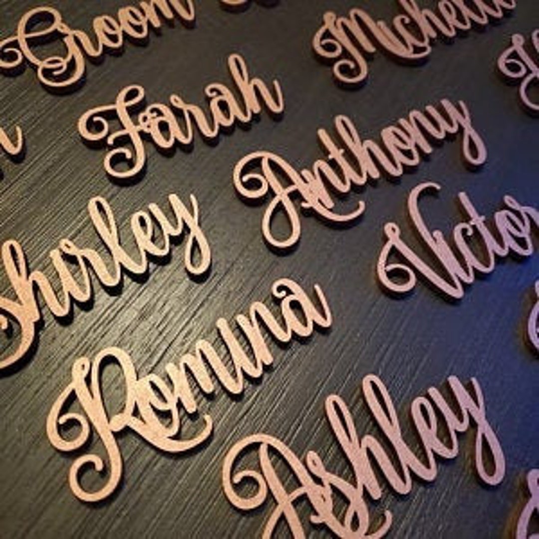 Wooden Laser Cut Names Wedding Place Cards Name Place Settings Wooden ...