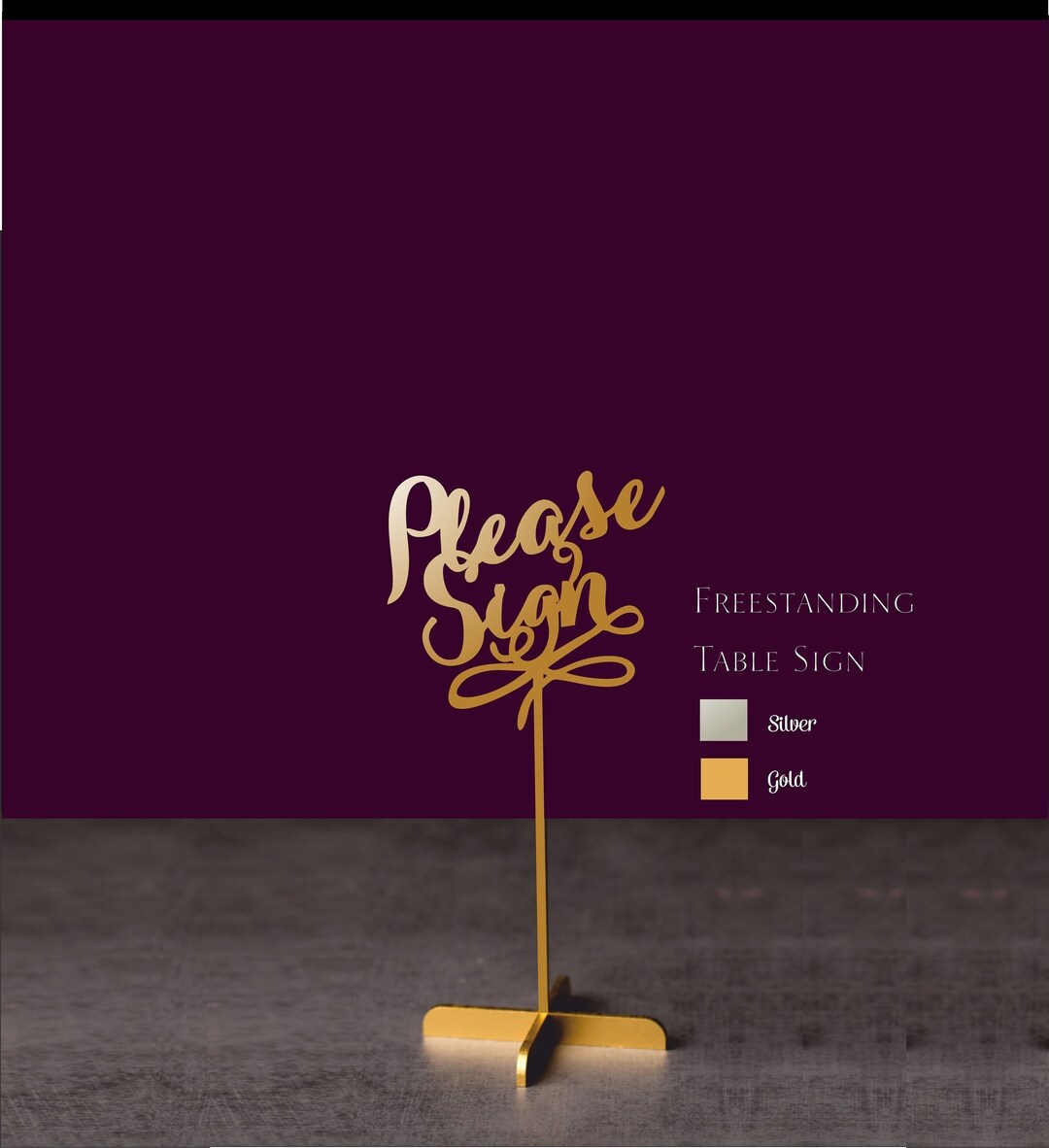 Golden Table Sign "please Sign" - Freestanding Table Sign "please Sign ...