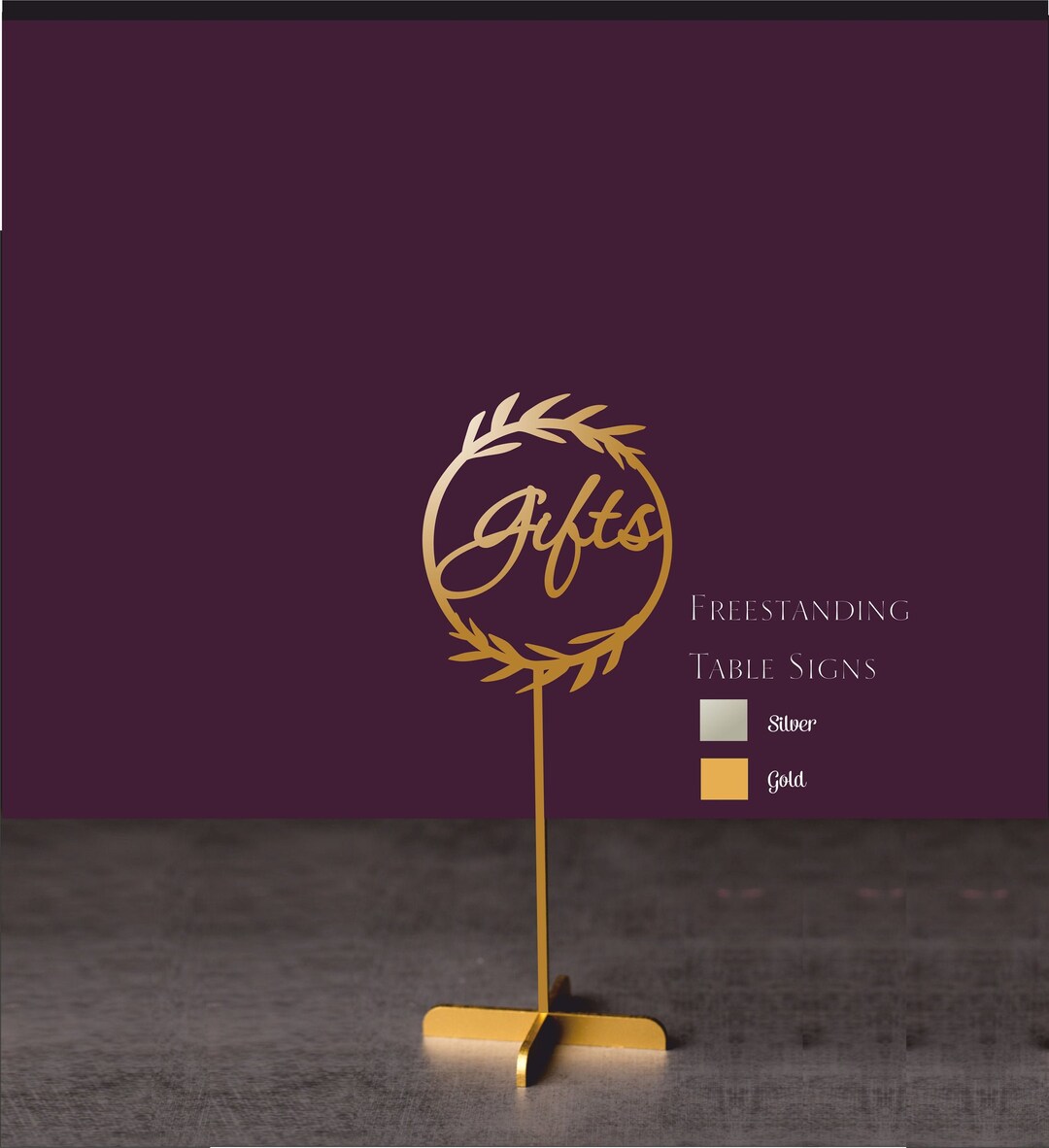 Table Sign "gifts" - Golden Table Sign - Freestanding Sign "gifts ...