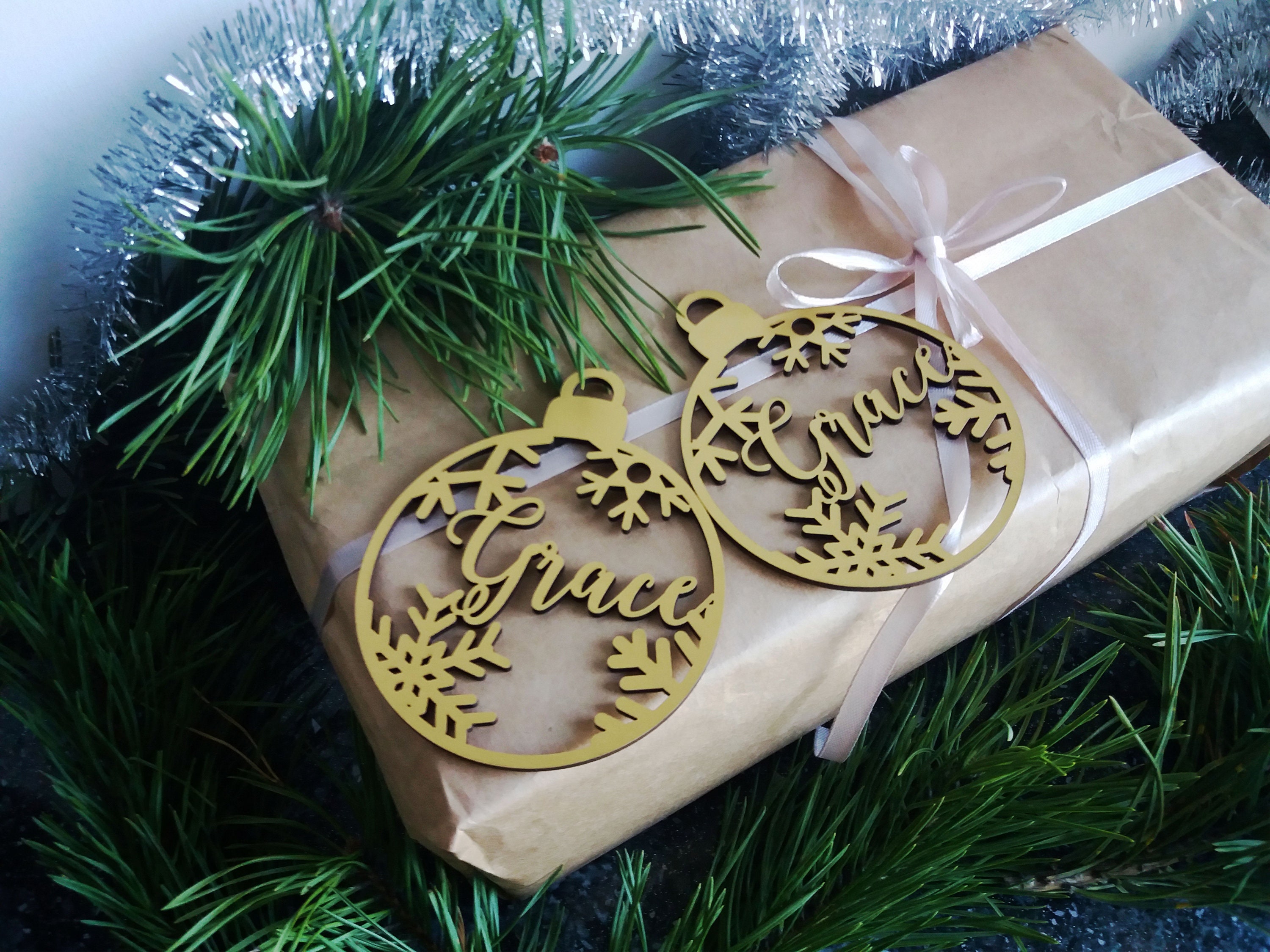 Christmas bauble personalized Custom bauble laser cut names | Etsy