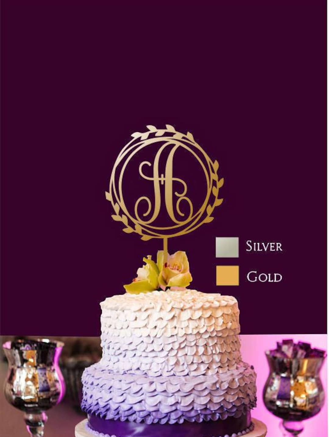 Letter Cake Topper A, Wedding, Monogram, Initials Cake Topper ...