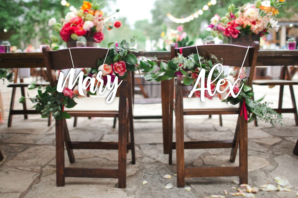 Chair Signs With Names Wedding Chair Signs. Chair Signs Set | Etsy