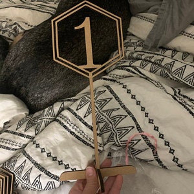 Table Numbers - Wedding Table Numbers - Hexagon Table Numbers -gold ...