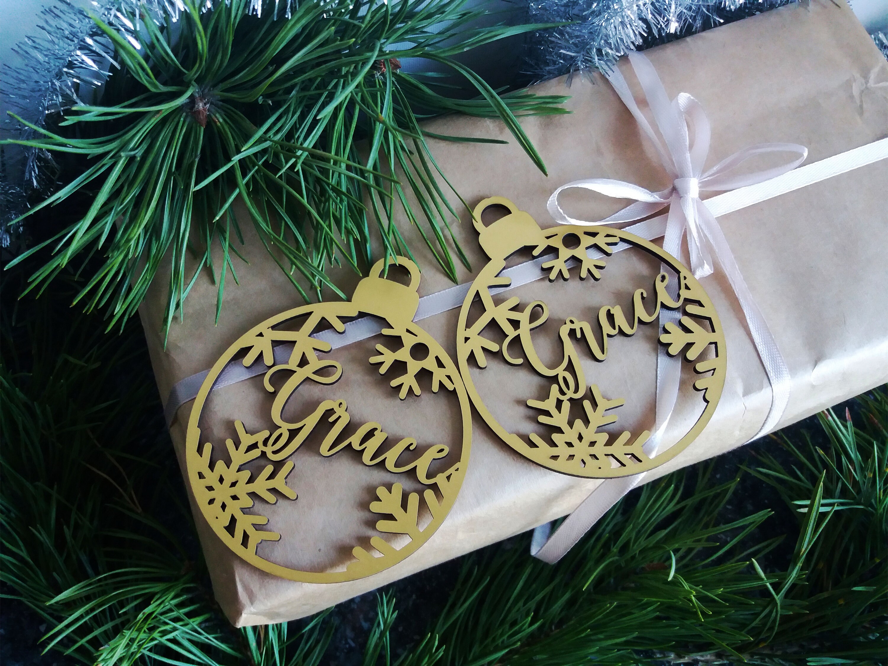 Christmas Bauble Personalized Custom Bauble Laser Cut Names - Etsy