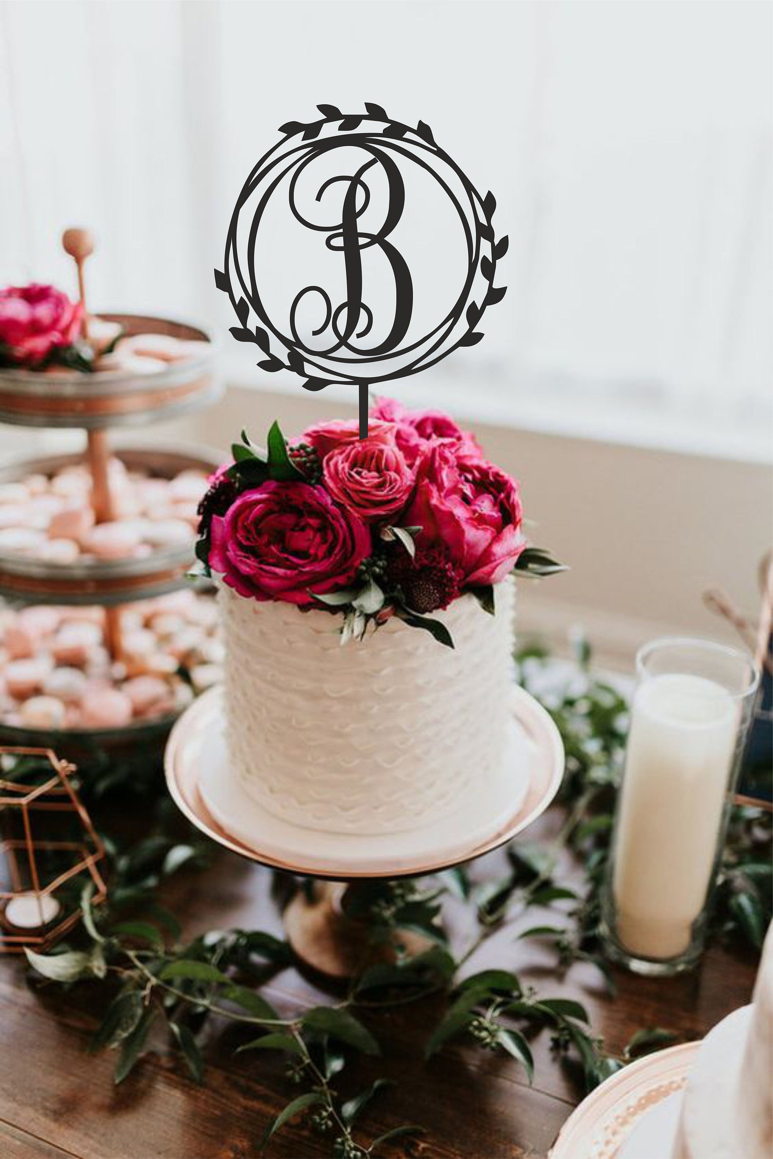 Letter Cake Topper B Wedding Initials Cake Topper | Etsy