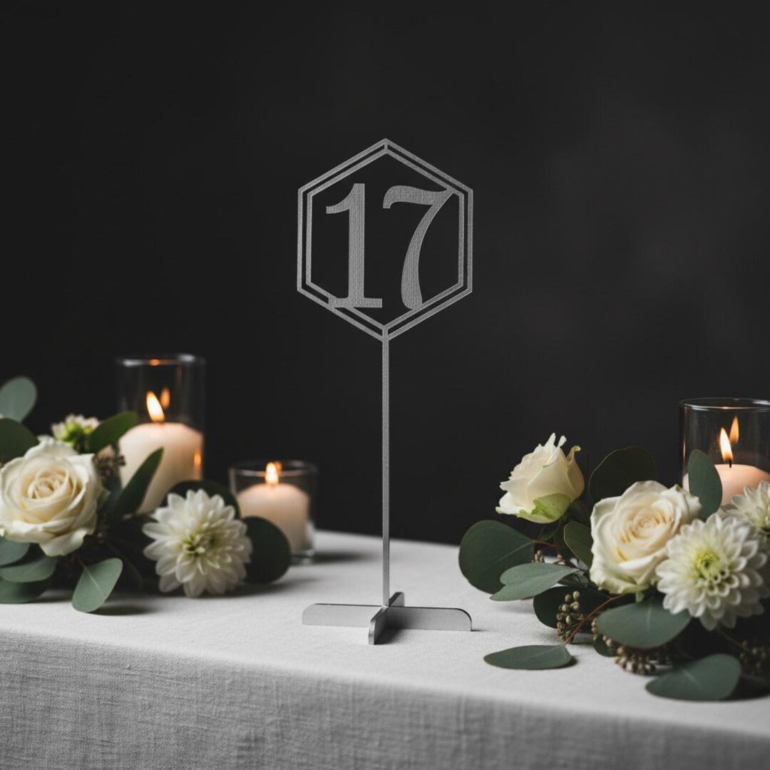 Silver Wedding Table Numbers, Hand Painted Wooden Table Numbers, Wooden ...
