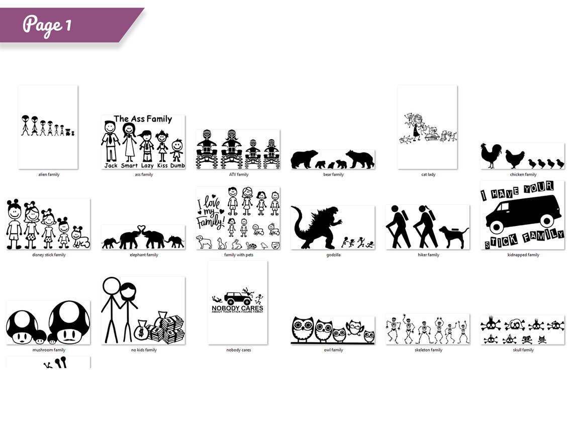 Family Car Decals SVG & PNG 25 Designs | Etsy