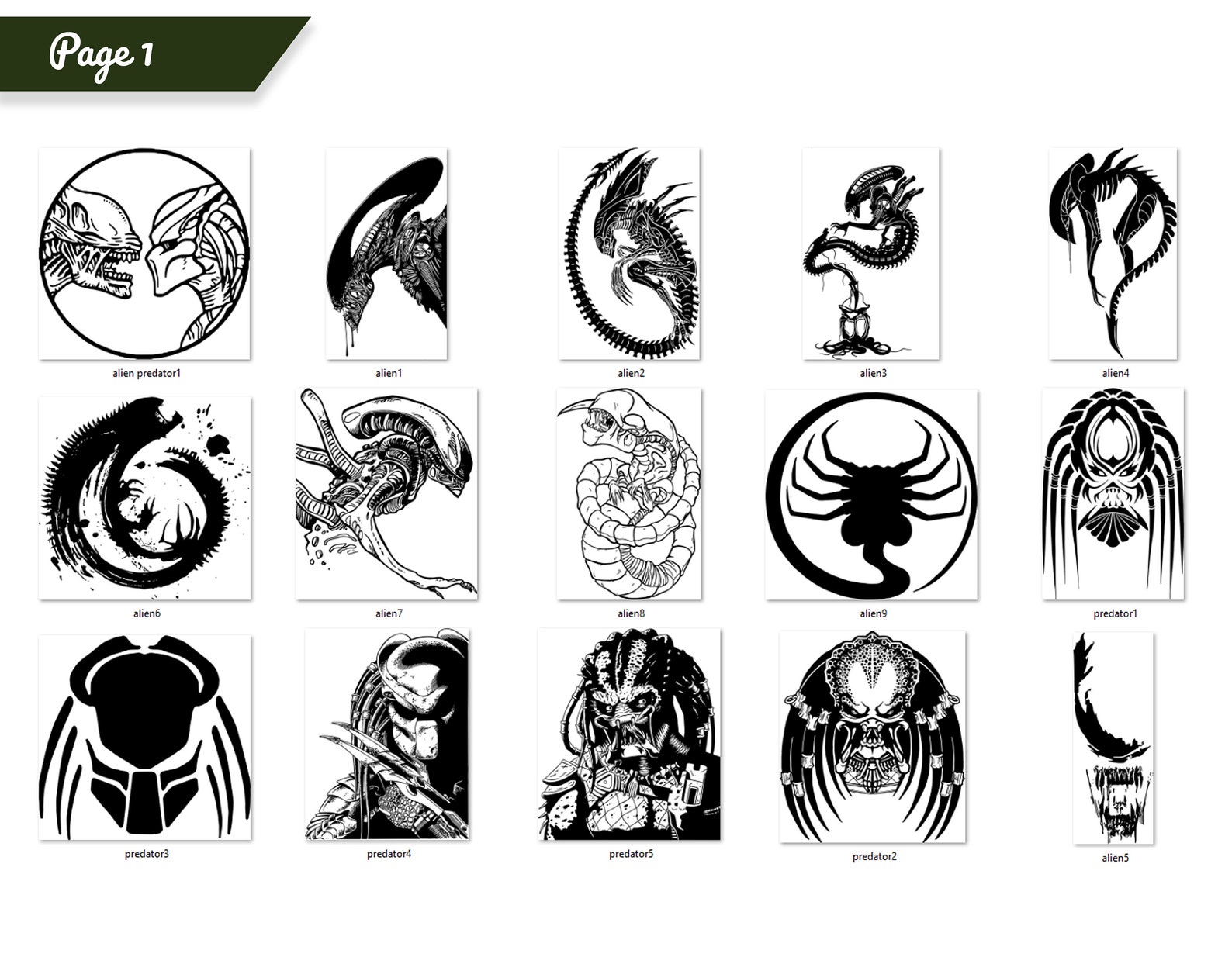 Alien vs Predator SVG & PNG 15 Designs | Etsy