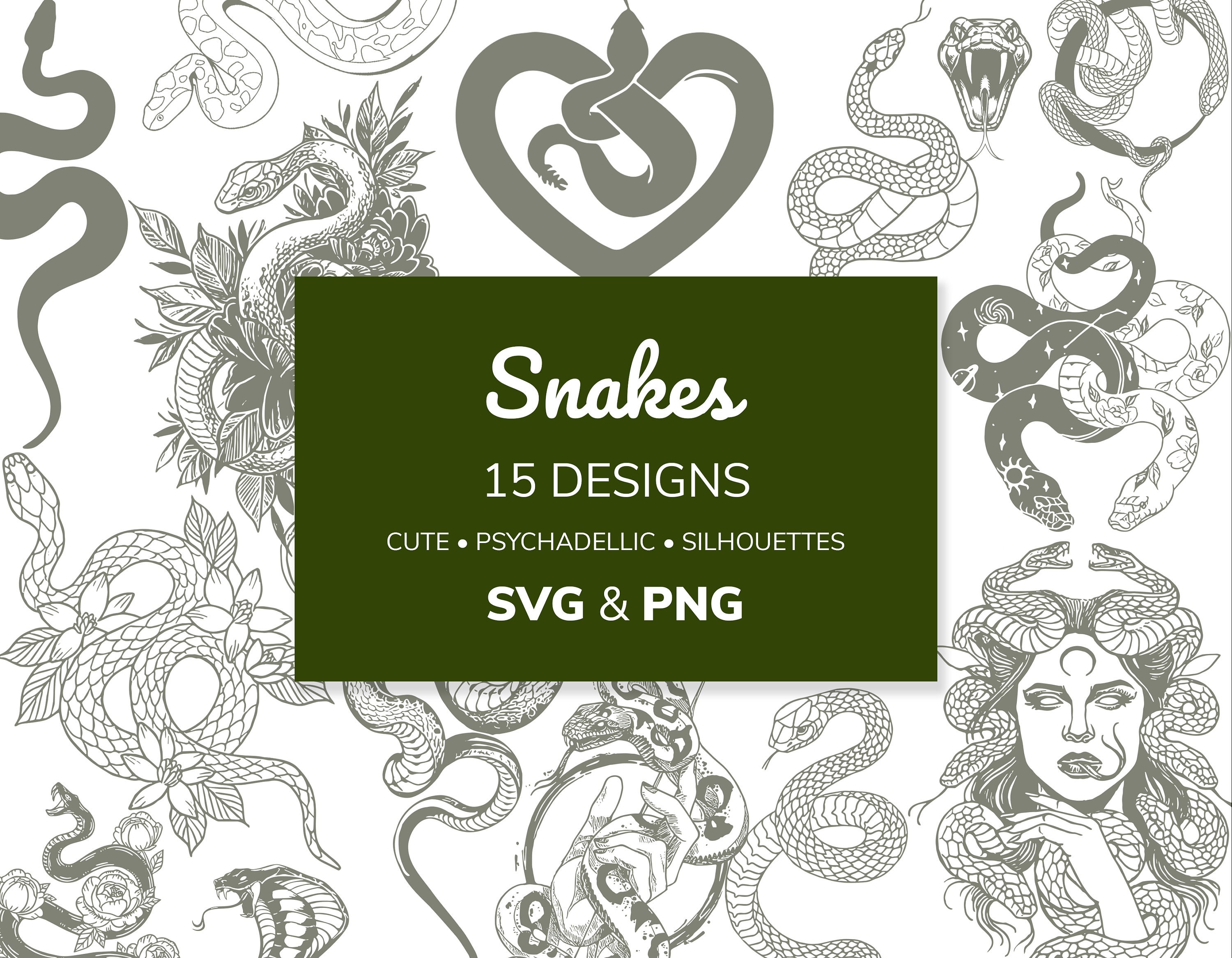 Snakes SVG & PNG 15 Designs | Etsy
