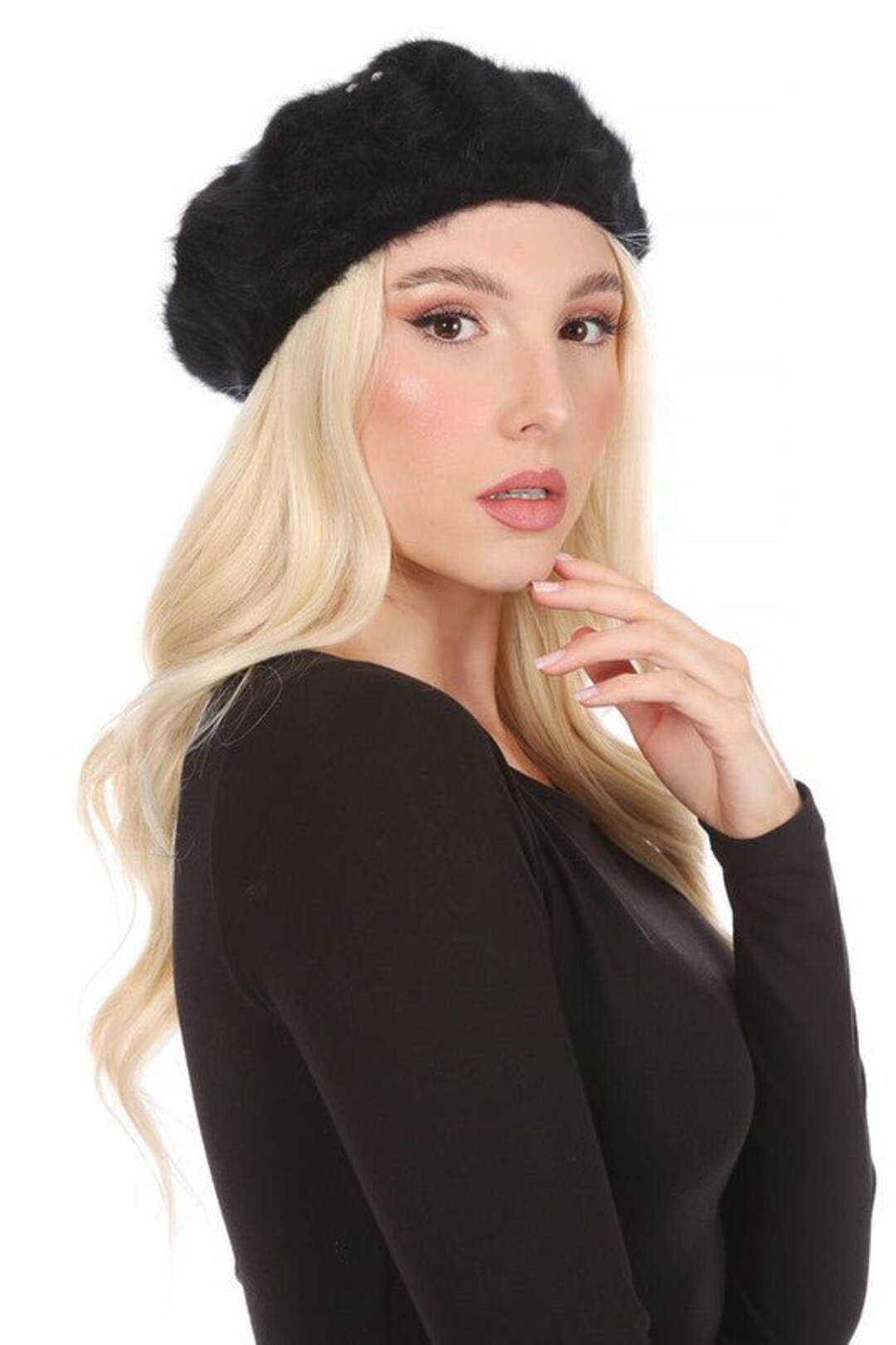 WOMEN BERET HAT Faux Fur Beret Hat Women Rhinestone Beret - Etsy