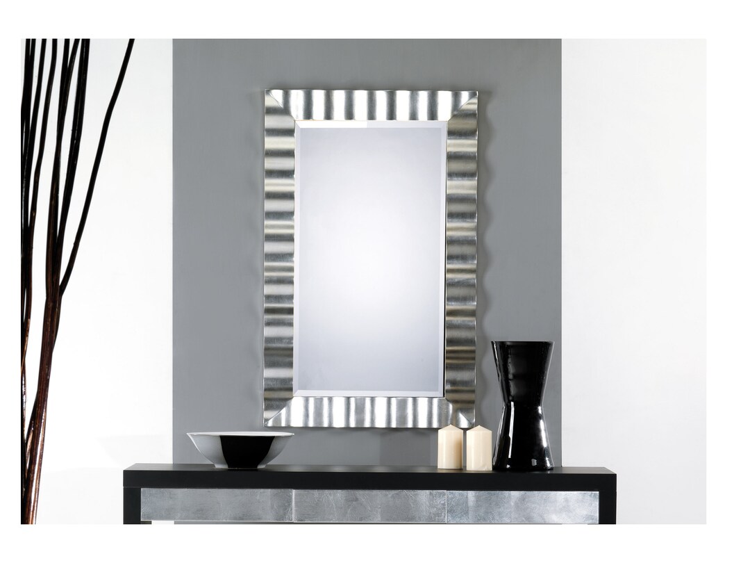 Specchio Moderno Foglia Argento Made in Italy Specchiera Art-deco per ...