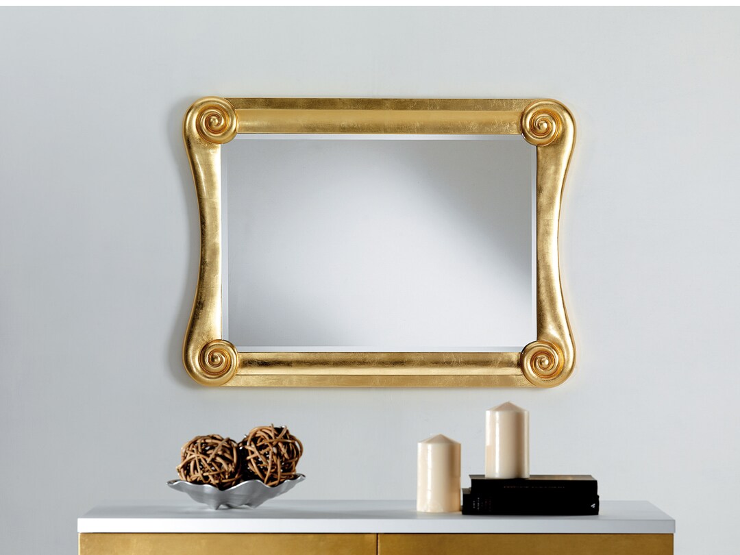 Specchio Grande Oro Neoclassico Foglia Oro Made in Italy Specchio Art ...