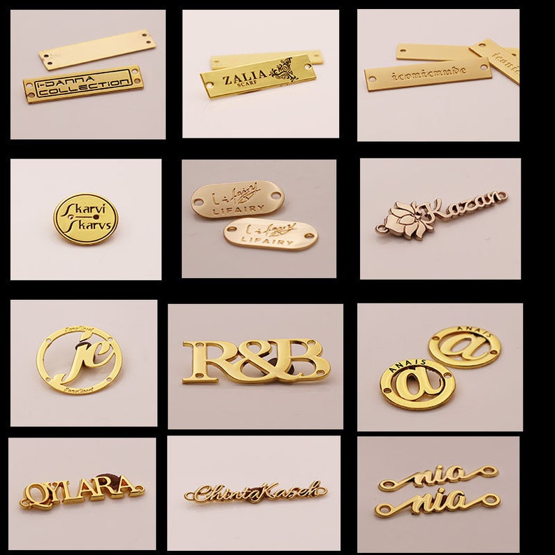 Metal Emblems Tags Label Custom Logo Bag Tag Swimwear Brand Name ...