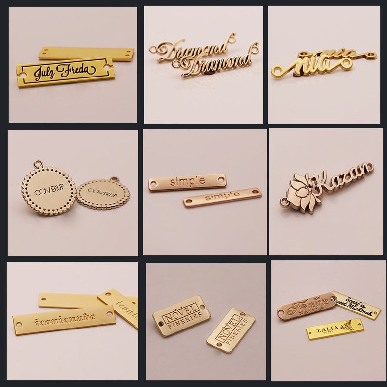 Metal Emblems Tags Label Custom Logo Bag Tag Swimwear Brand Name ...