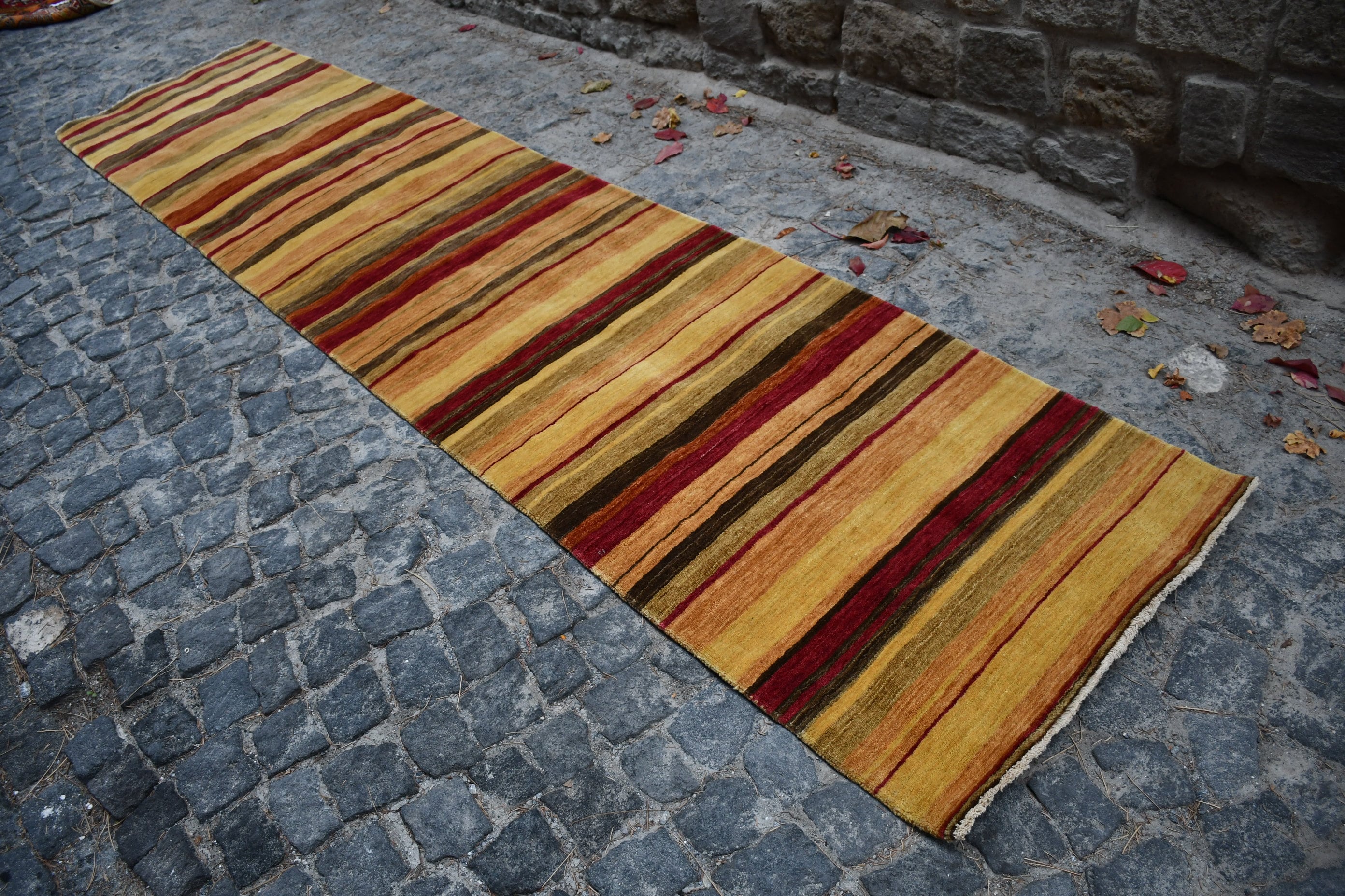 Runner Rug Striped Rug Hallway Rug Orange Rug 2.6 x 11.3 | Etsy