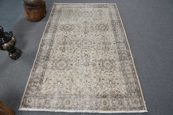 Area Carpet Turkish Rug Vintage Rug Antique Carpet 48x80 inches Beige Rug Wool Floor Rugs Turkey Indoor Rugs 10853