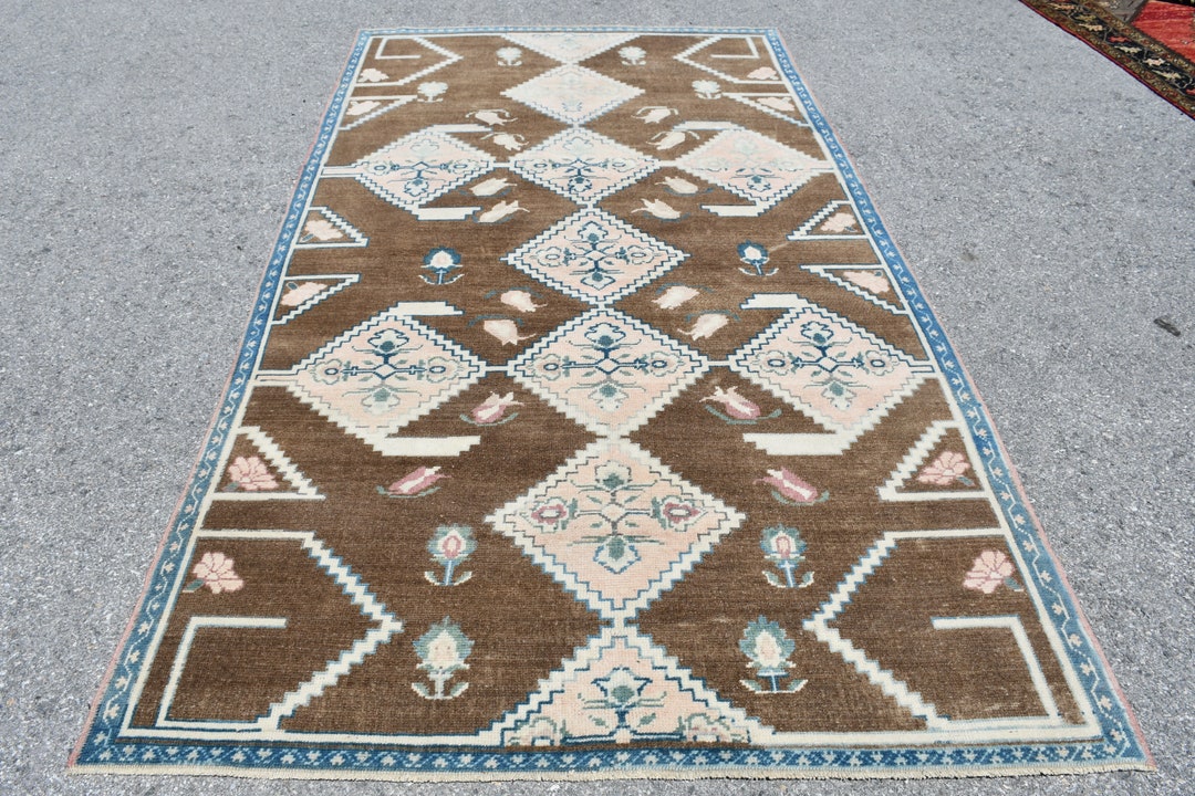 Blue Rug, Turkish Rug, Vintage Rug, 5.2x9.5 Feet, Oriental Rug ...