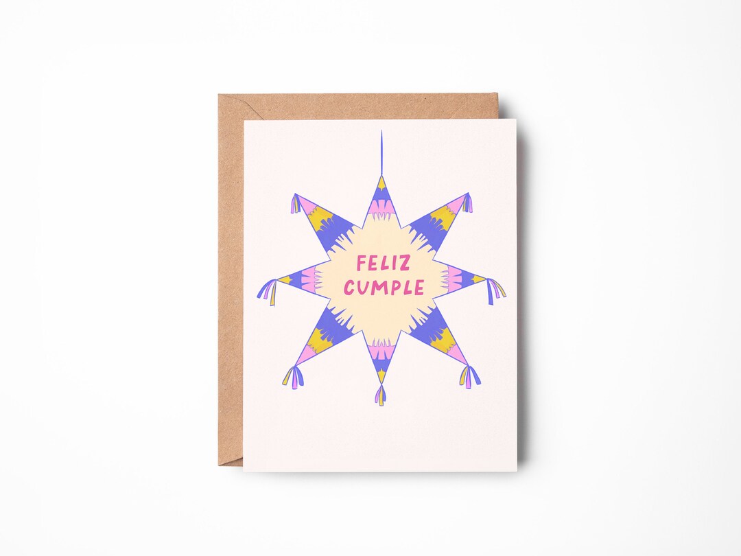 Piñata Hispanic Birthday Greeting Card in Spanish, Blank Inside and ...