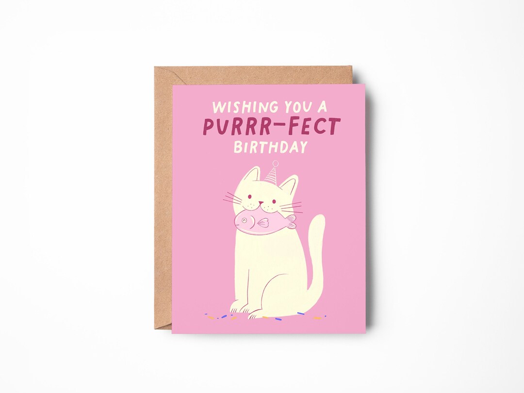 Cat Gift Greeting Card, Blank Inside and Envelope - Etsy