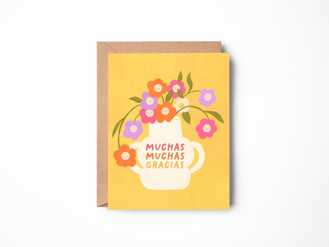 Flower Muchas Gracias Card: Illustrated Spanish Thank You - Etsy