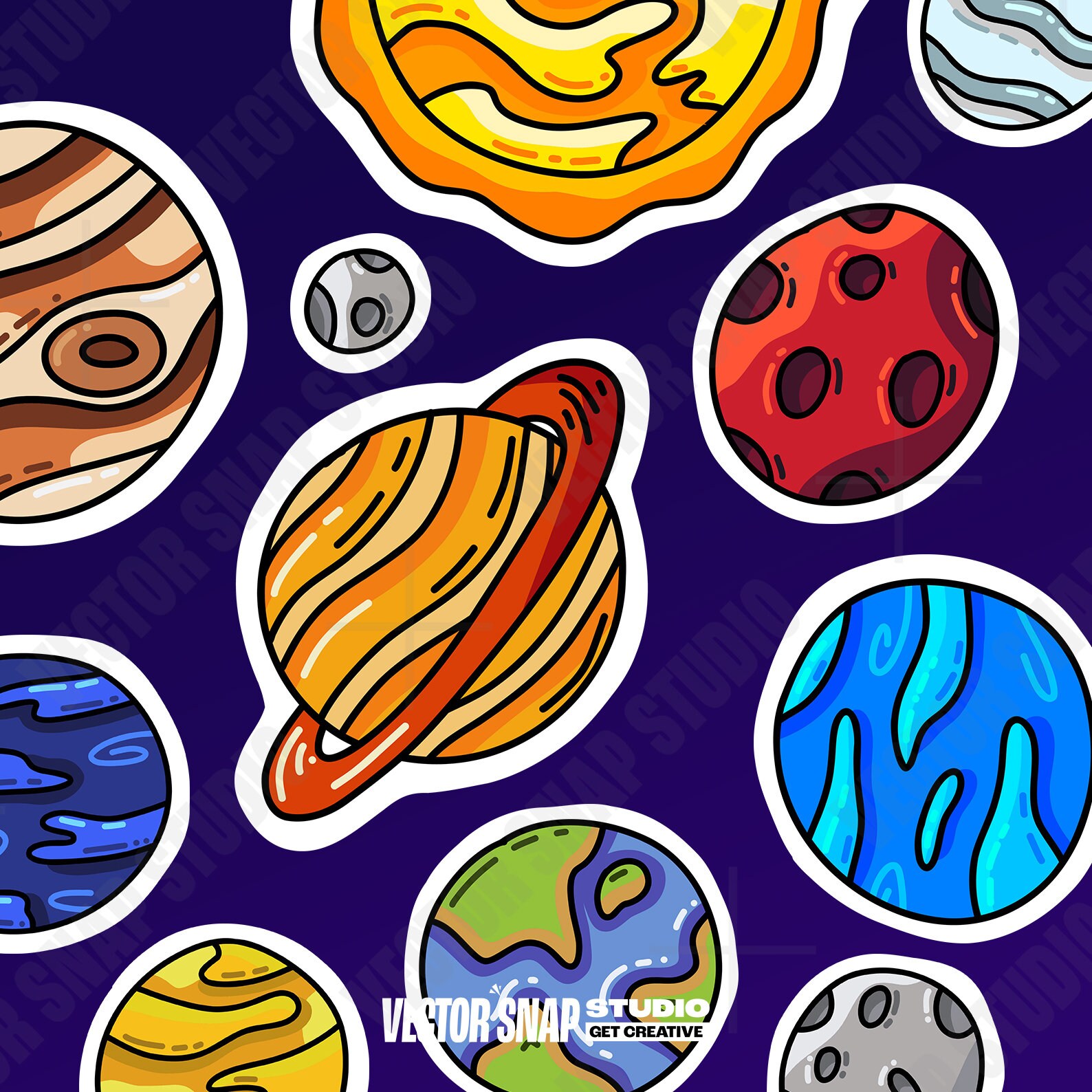 Planets - Solar System Clipart - Space - Hand Drawn - Galaxy - Asteroid ...