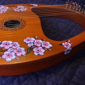 Hand-decorated Lyre Harp - 16-string, Cherry Blossom Design - Etsy