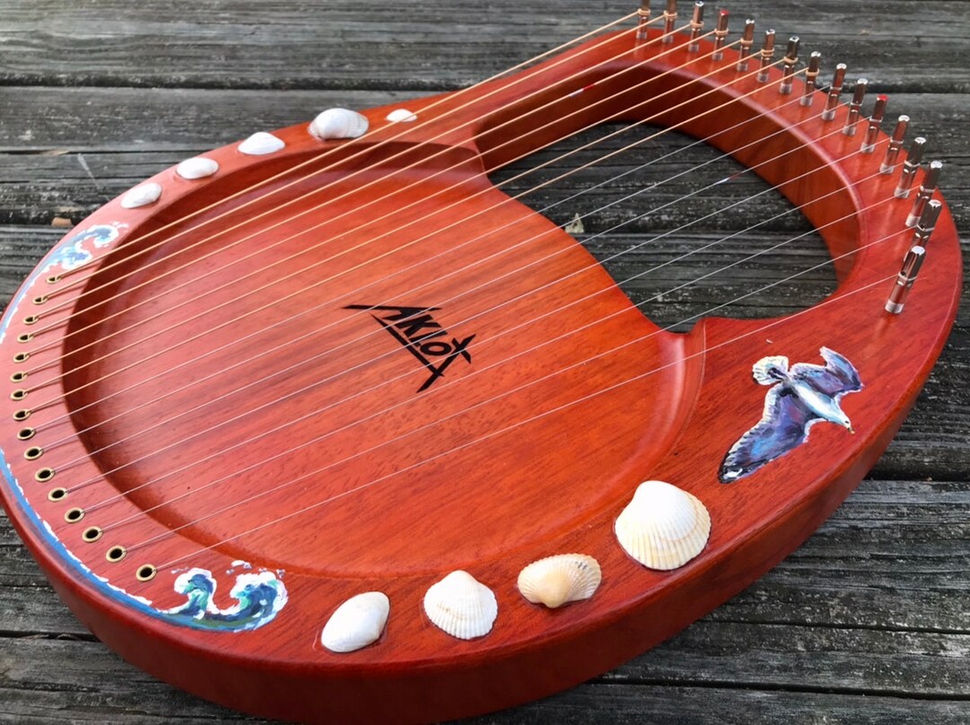 Hand-decorated Lyre Harp - 16-string, Beachcomber Design - Etsy