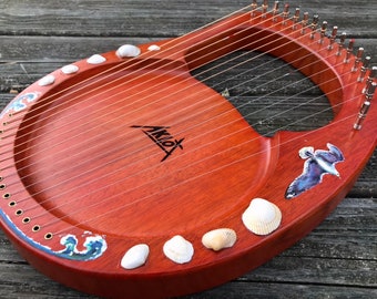 Hand-decorated Lyre Harp 16-string Shamrock/wood Sorrel | Etsy