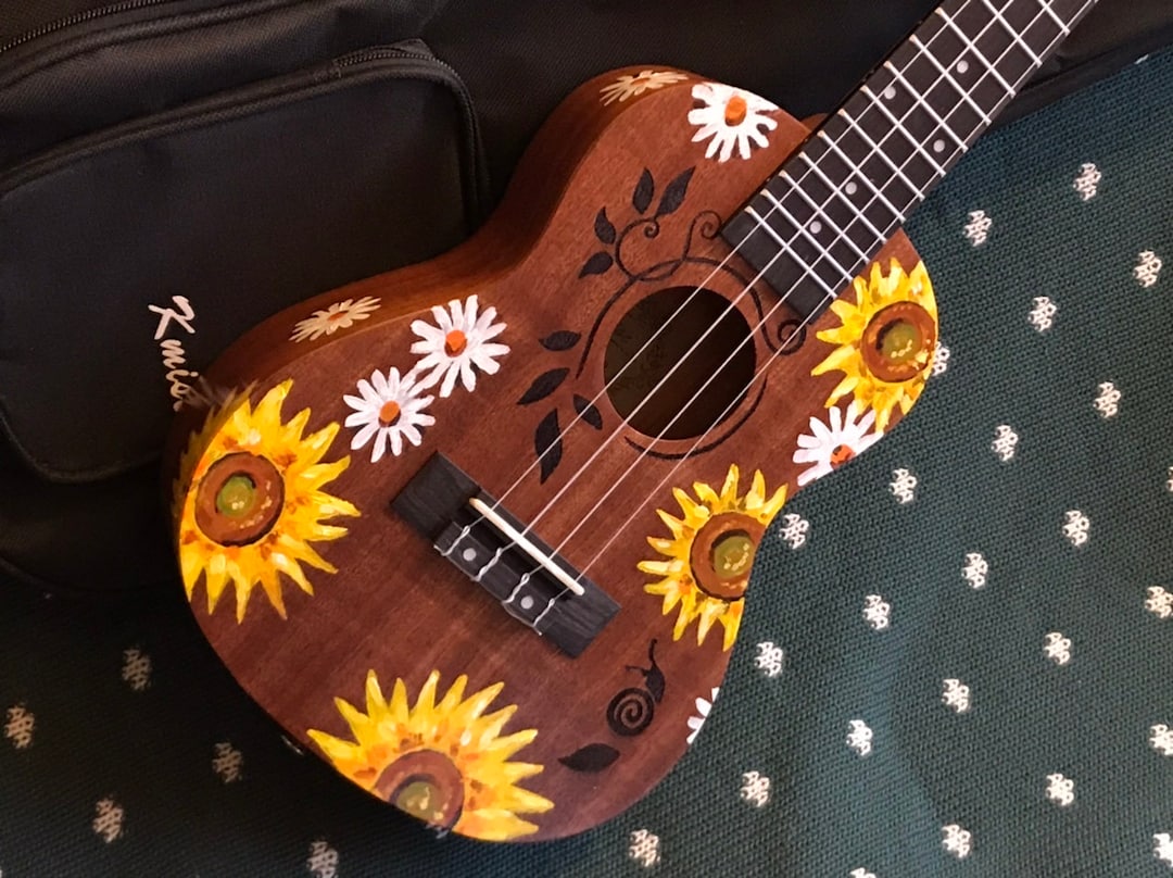 Hand-painted Concert Ukulele: Sunflower/daisy Design With Inscribed ...