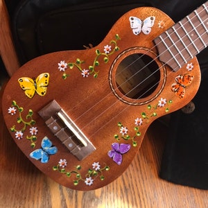 Hand-painted Tenor, Concert, Soprano, or Baritone Ukulele: Butterfly ...