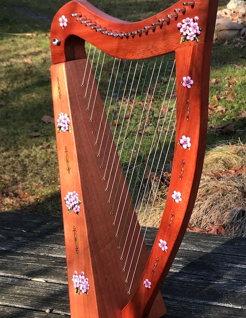 Harp - Hand-decorated Celtic (irish) - 19 String, Cherry ( Sakura ...