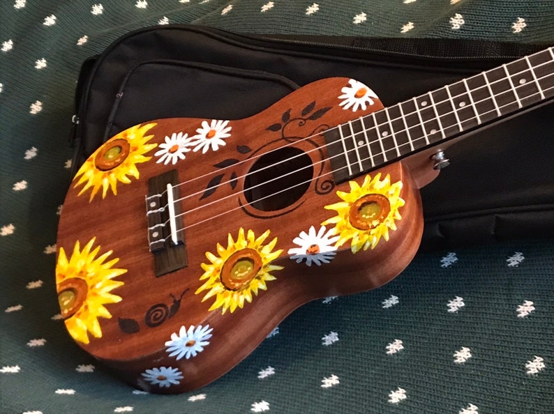 Hand-painted Concert Ukulele: Sunflower/daisy Design With - Etsy