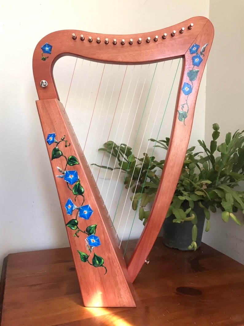 Hand-decorated Celtic (irish) Harp - 15 String, Heavenly Blue Design - Etsy