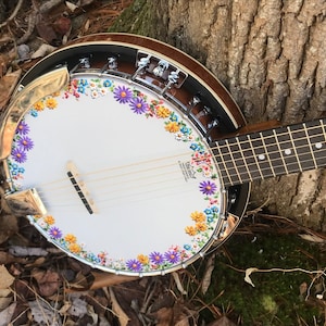 5-string Banjo, or 6-string Guitar-banjo, W/resonator: Wildflower ...