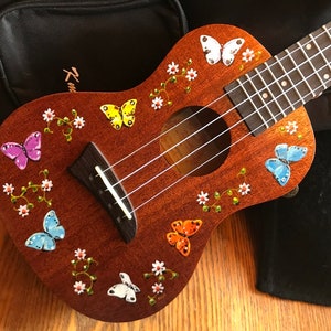 Hand-painted Tenor, Concert, Soprano, or Baritone Ukulele: Butterfly ...